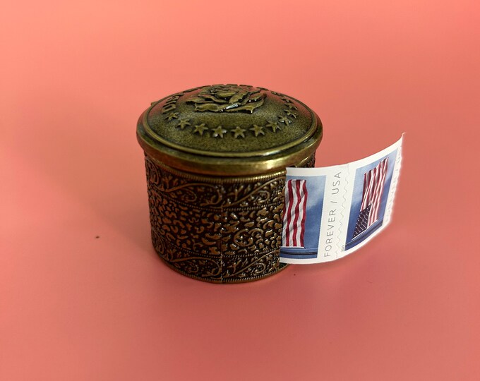 Roll Stamp Dispenser Metal USPS Elegant USPS Office Décor Brass Floral ...