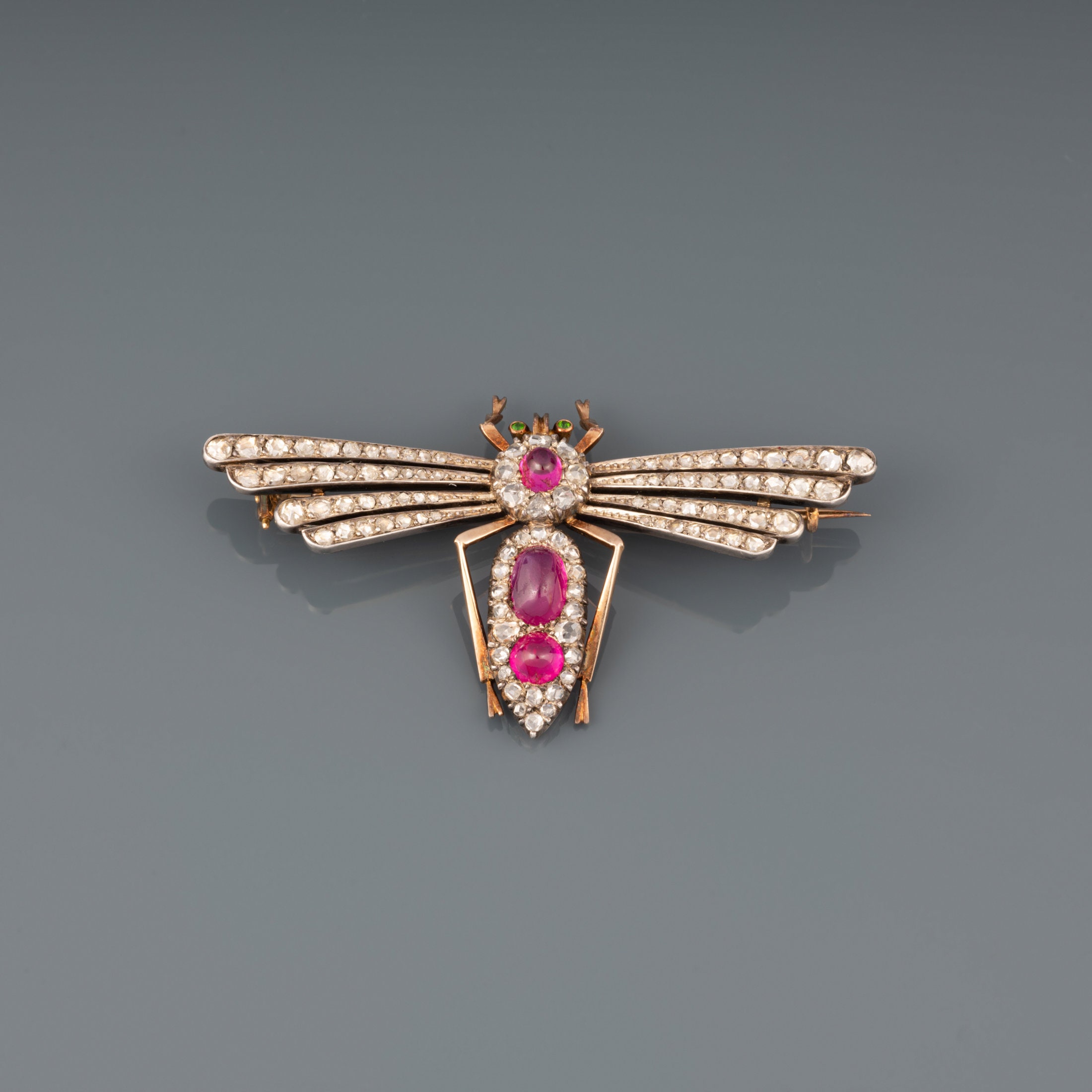 Rubys and Diamonds Antique French Dragonfly Brooch - Etsy