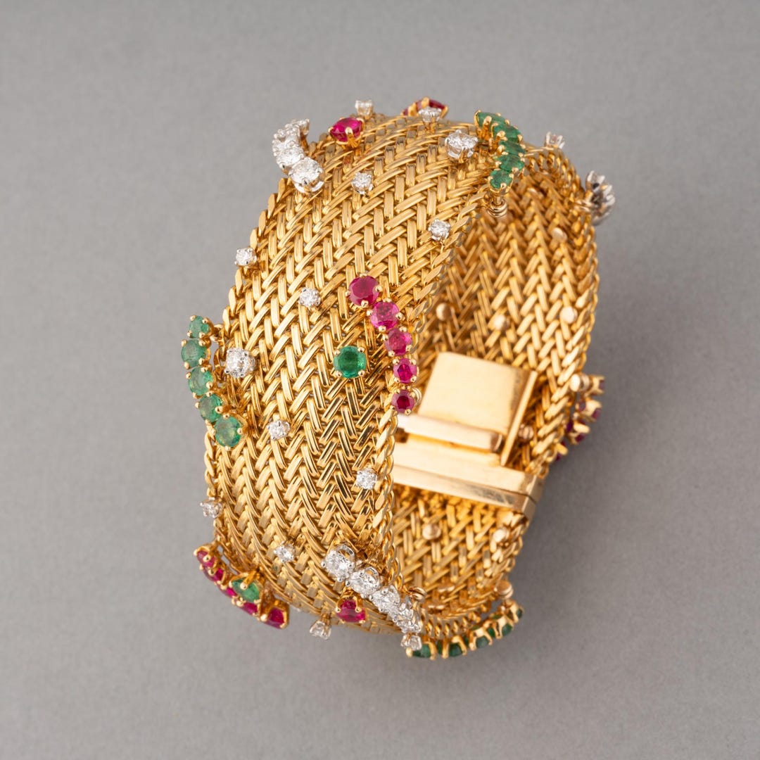 Victor Pourrat Gold Platinum and Precious Stones French Vintage ...