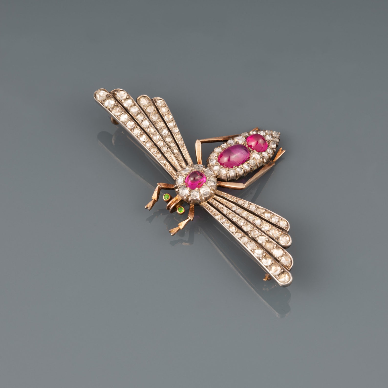 Rubys and Diamonds Antique French Dragonfly Brooch - Etsy