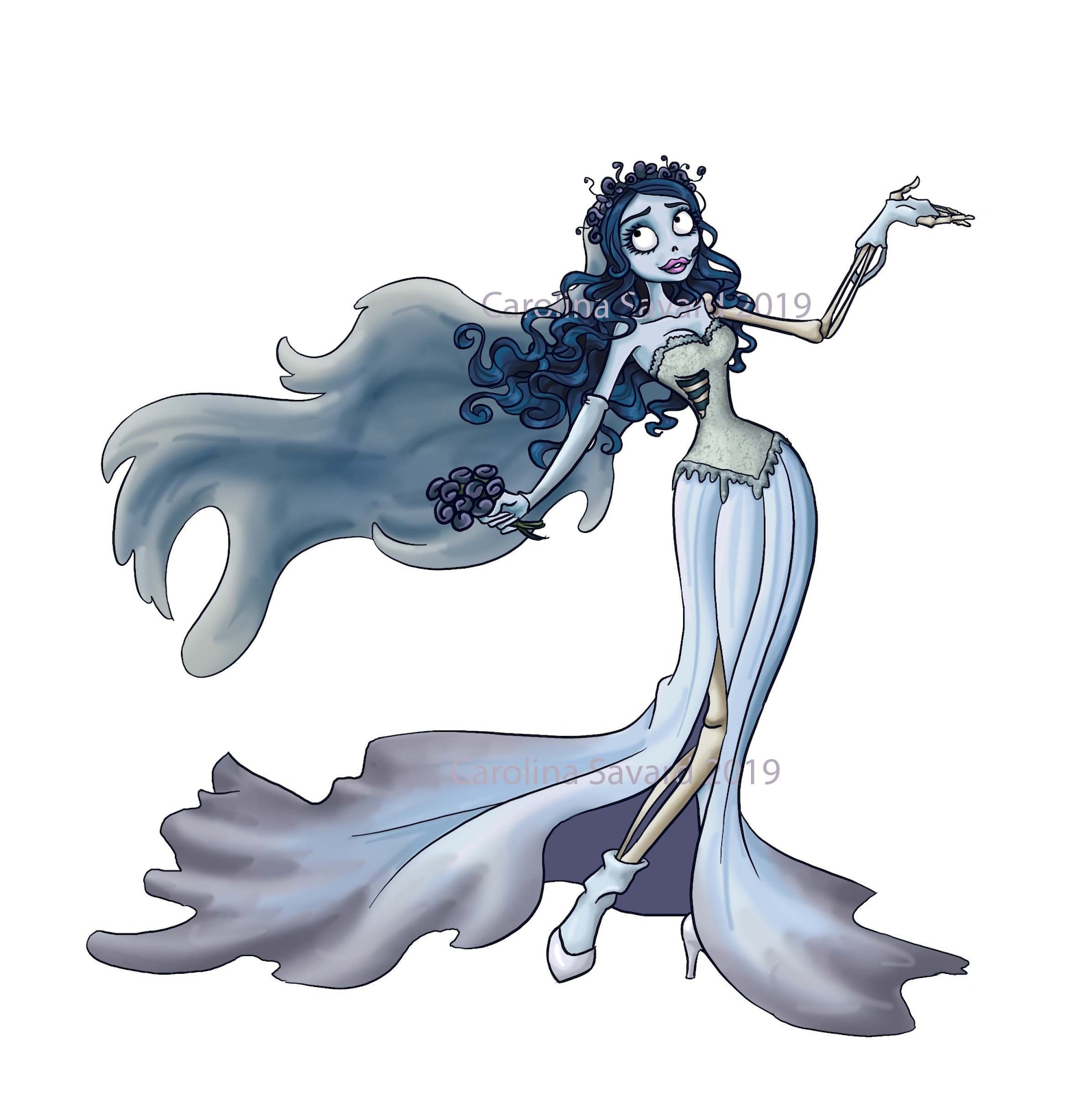 Corpse Bride Emily Clipart and Clear Stamp - Etsy