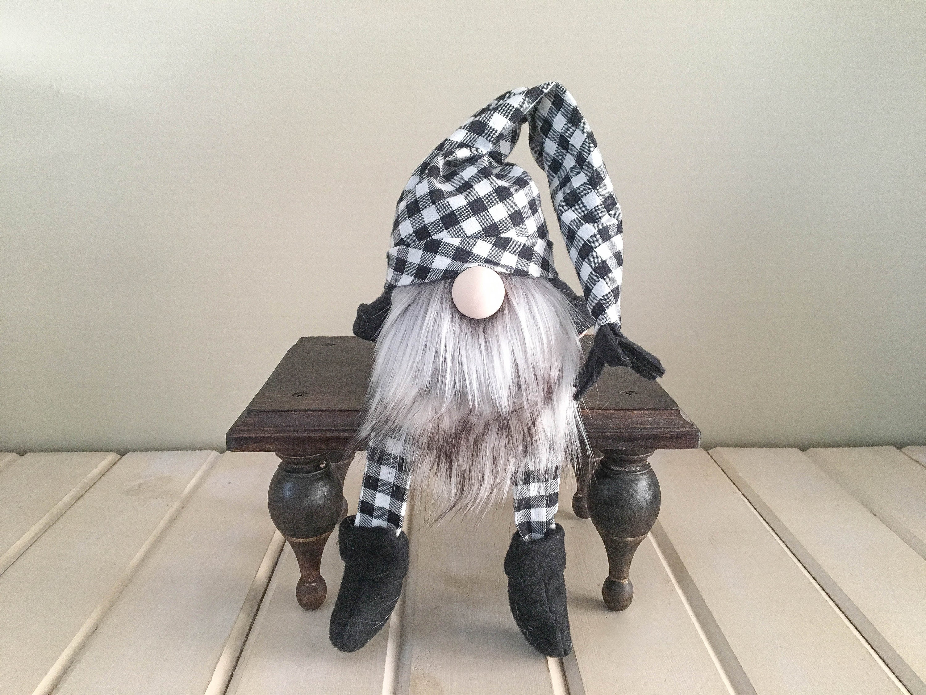 Black and White Buffalo Plaid Gnome FREE SHIPPING - Etsy