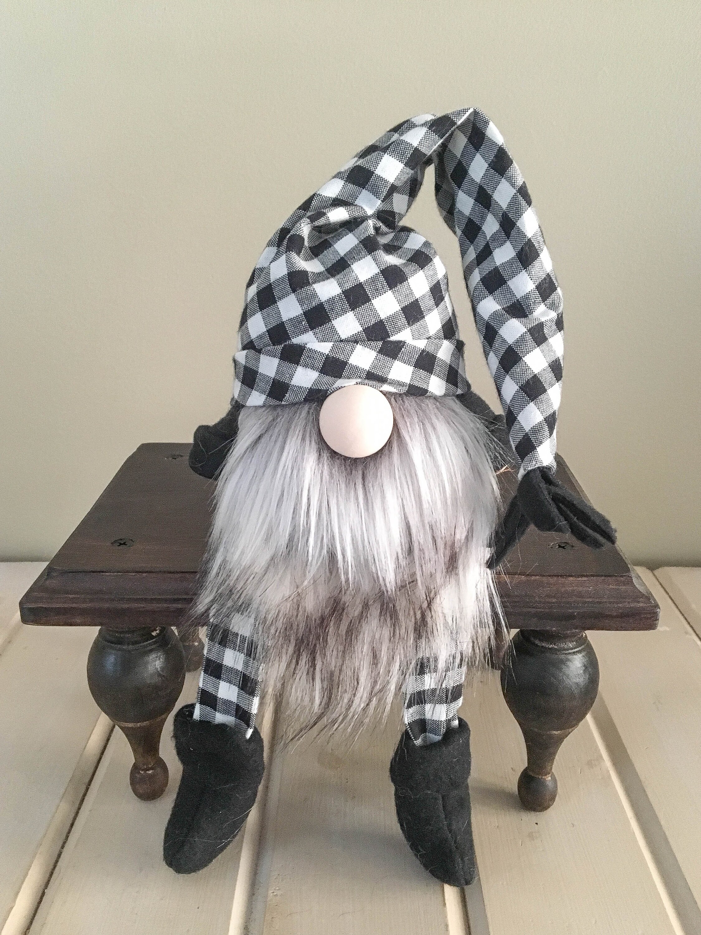 Black and White Buffalo Plaid Gnome FREE SHIPPING - Etsy