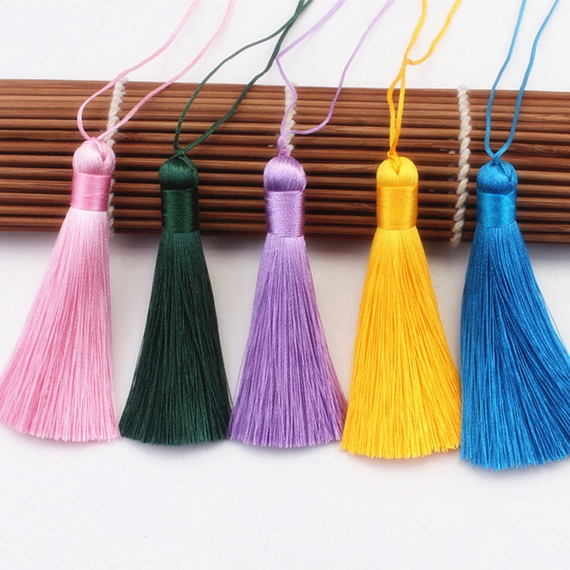 Silk Tassel Fringe, 8cm Colorful Cotton Tassels, DIY Sewing Trim (10pcs ...
