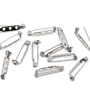 Practical Silver Tone Safety Brooch Back Safety Catch Bar Pins Jewelry ...