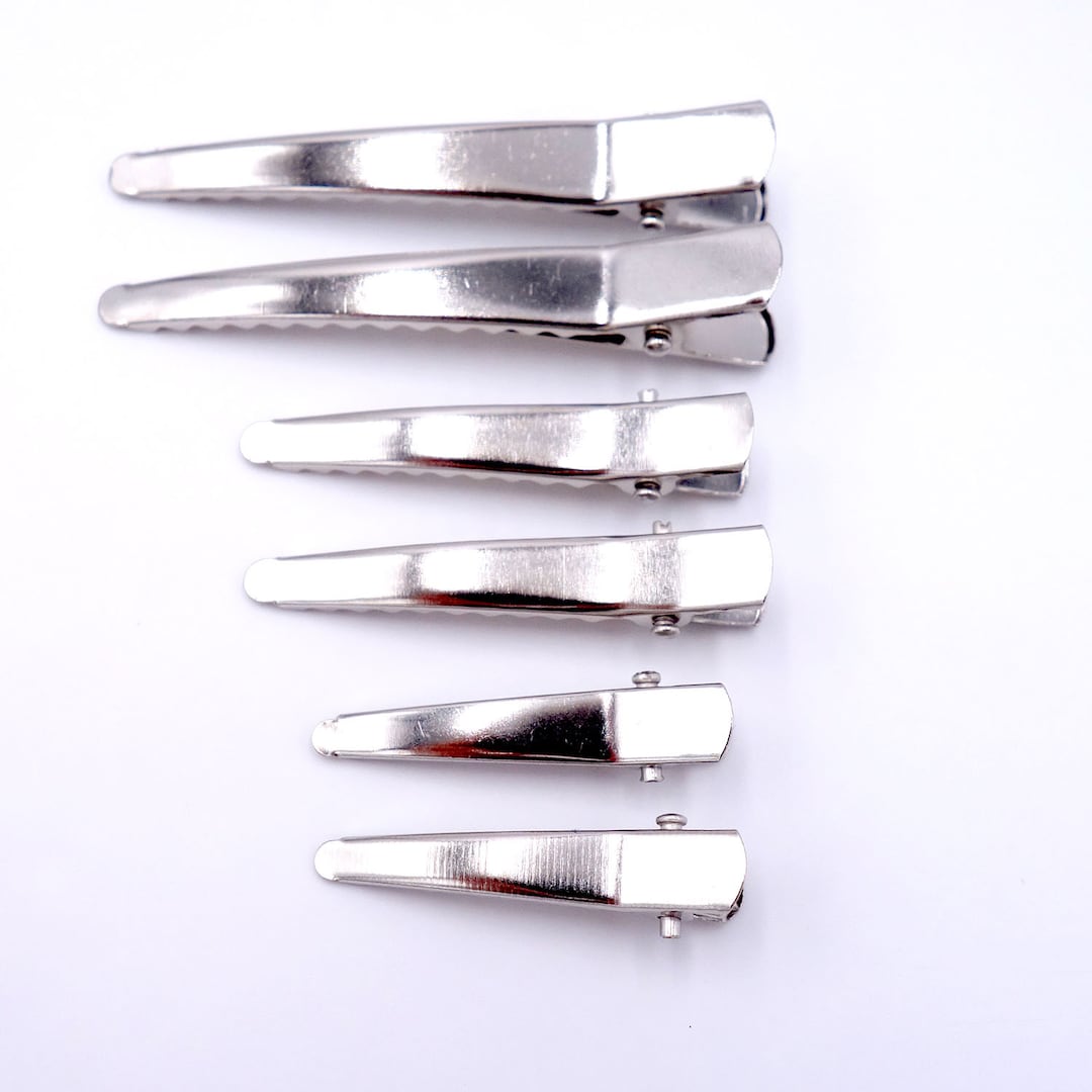 Silver Alligator Hair Clips, Metal Prong Barrette Blanks, DIY Supplies ...