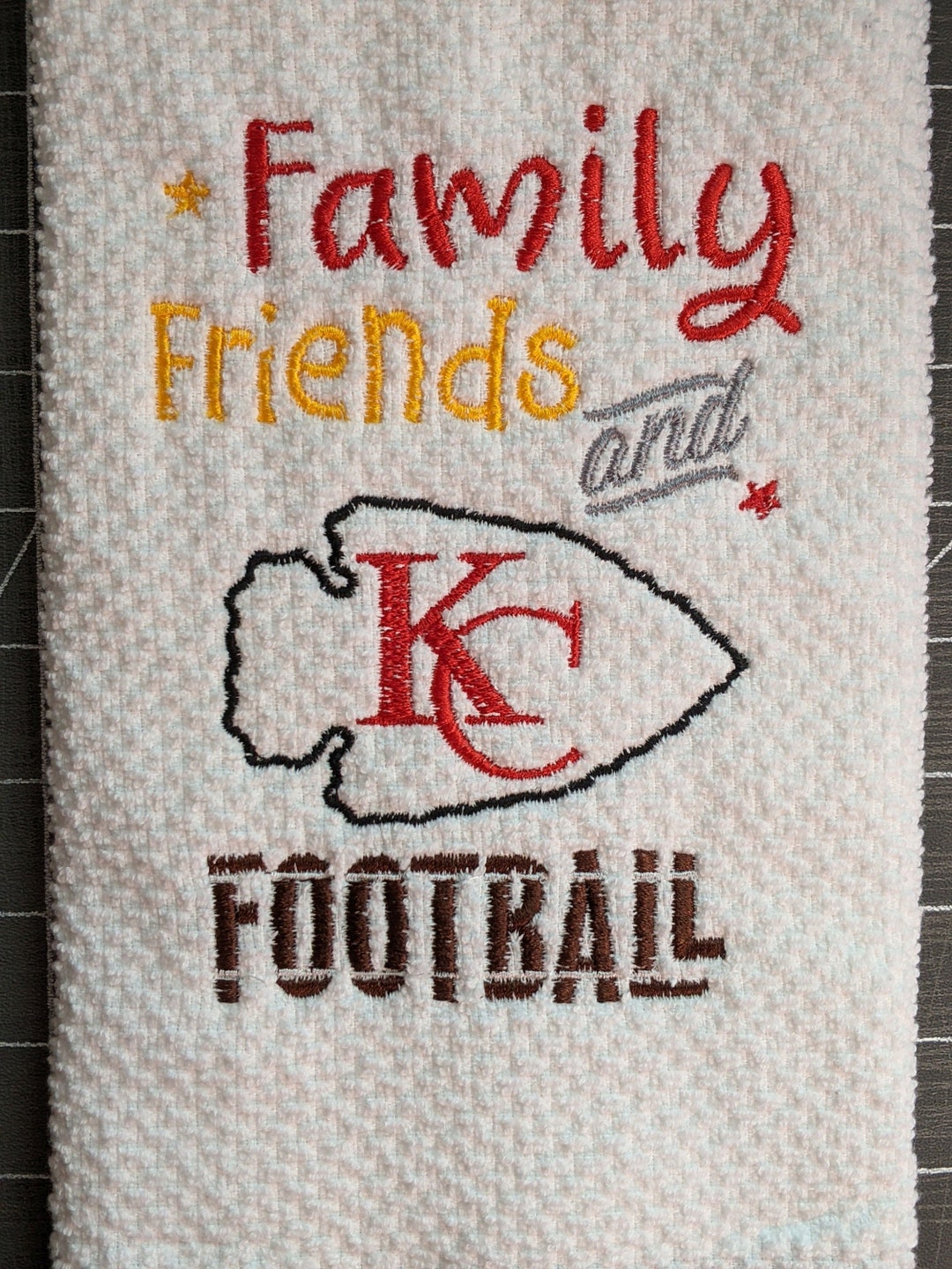 Embroidered Family Friends KC Football Hand Towel - Etsy