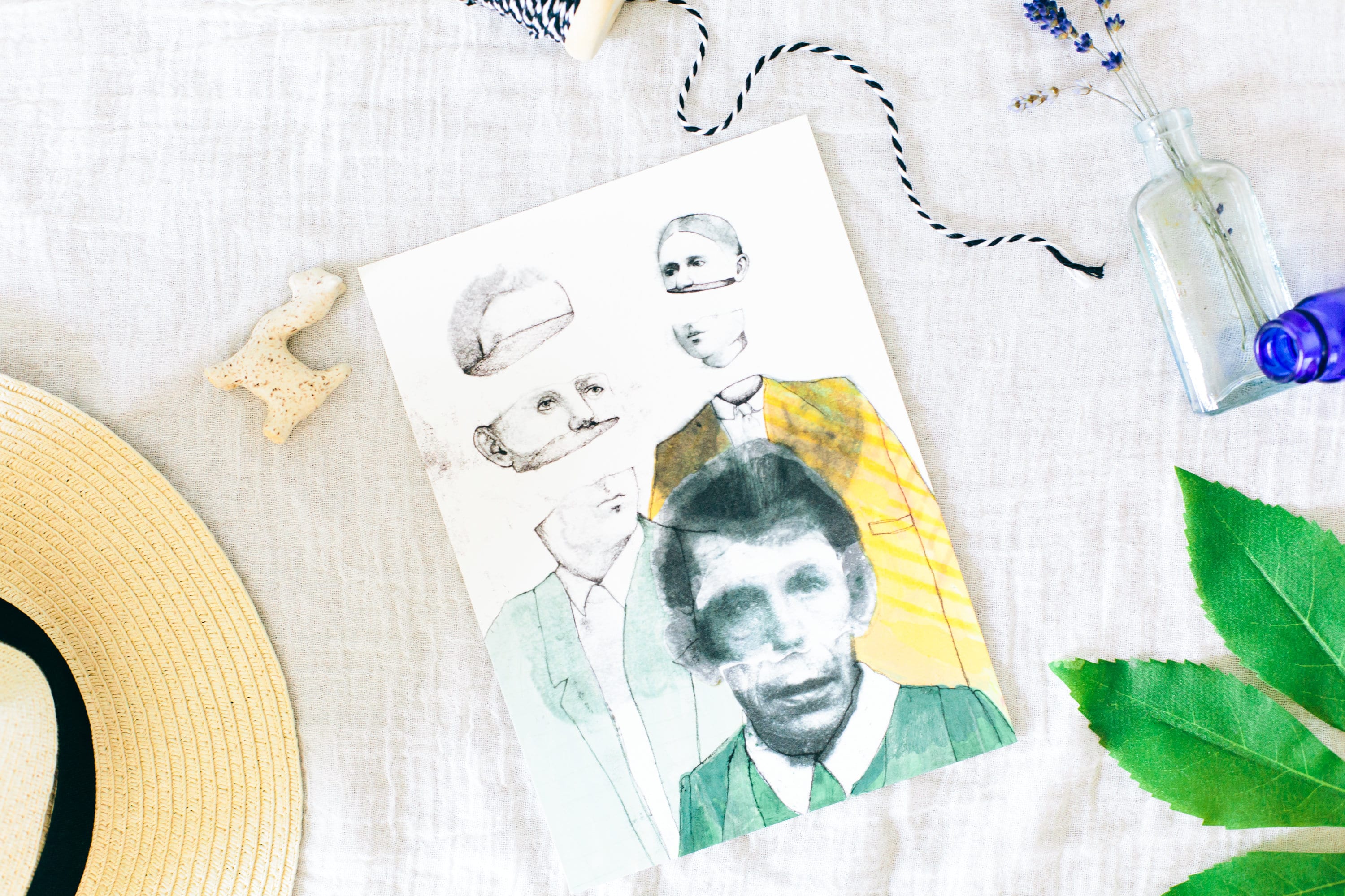 Print Surrealist Figures, Surrealism, Dream Illustration Print Green ...