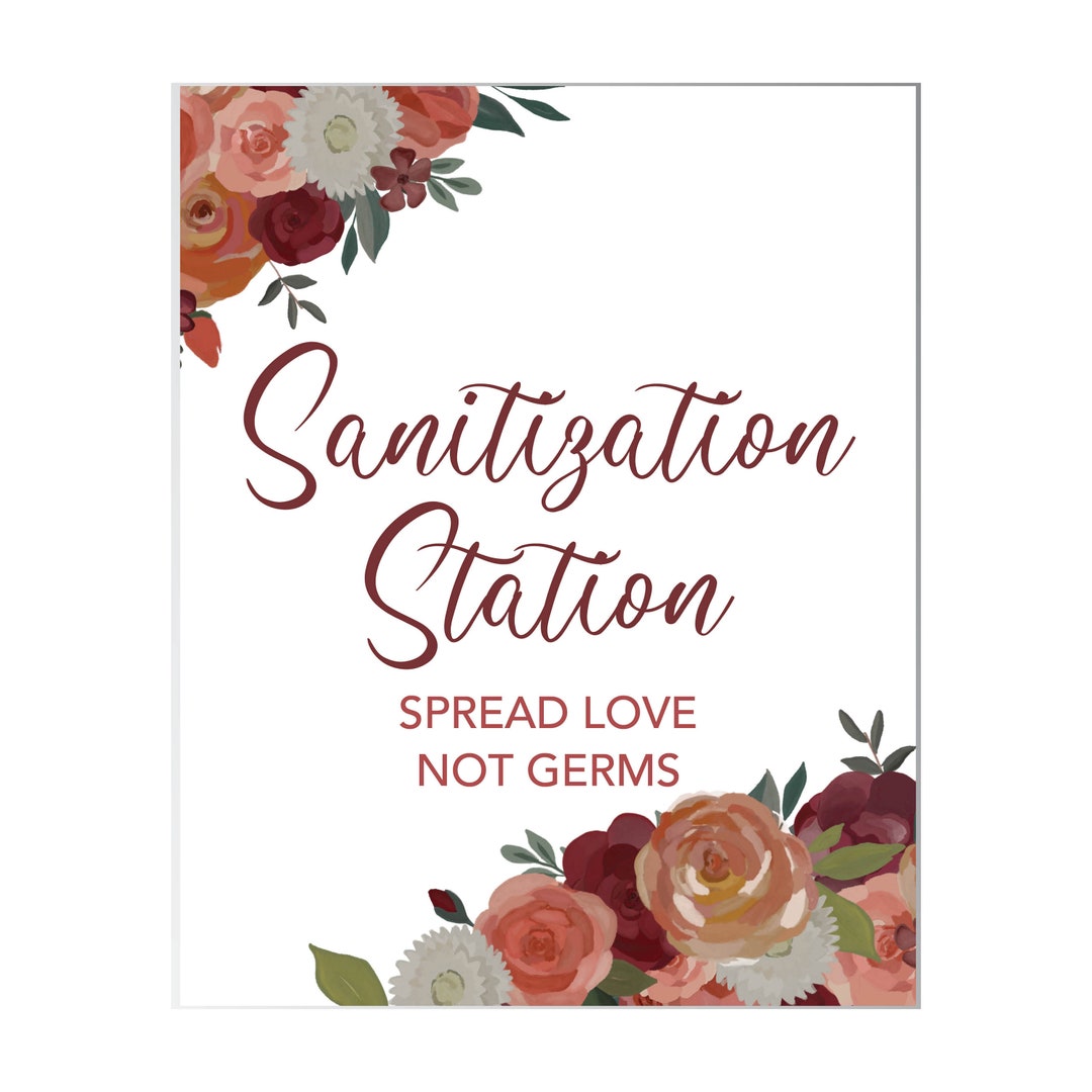 Sanitization Station Floral Sign Downloadable - Print at Home for ...