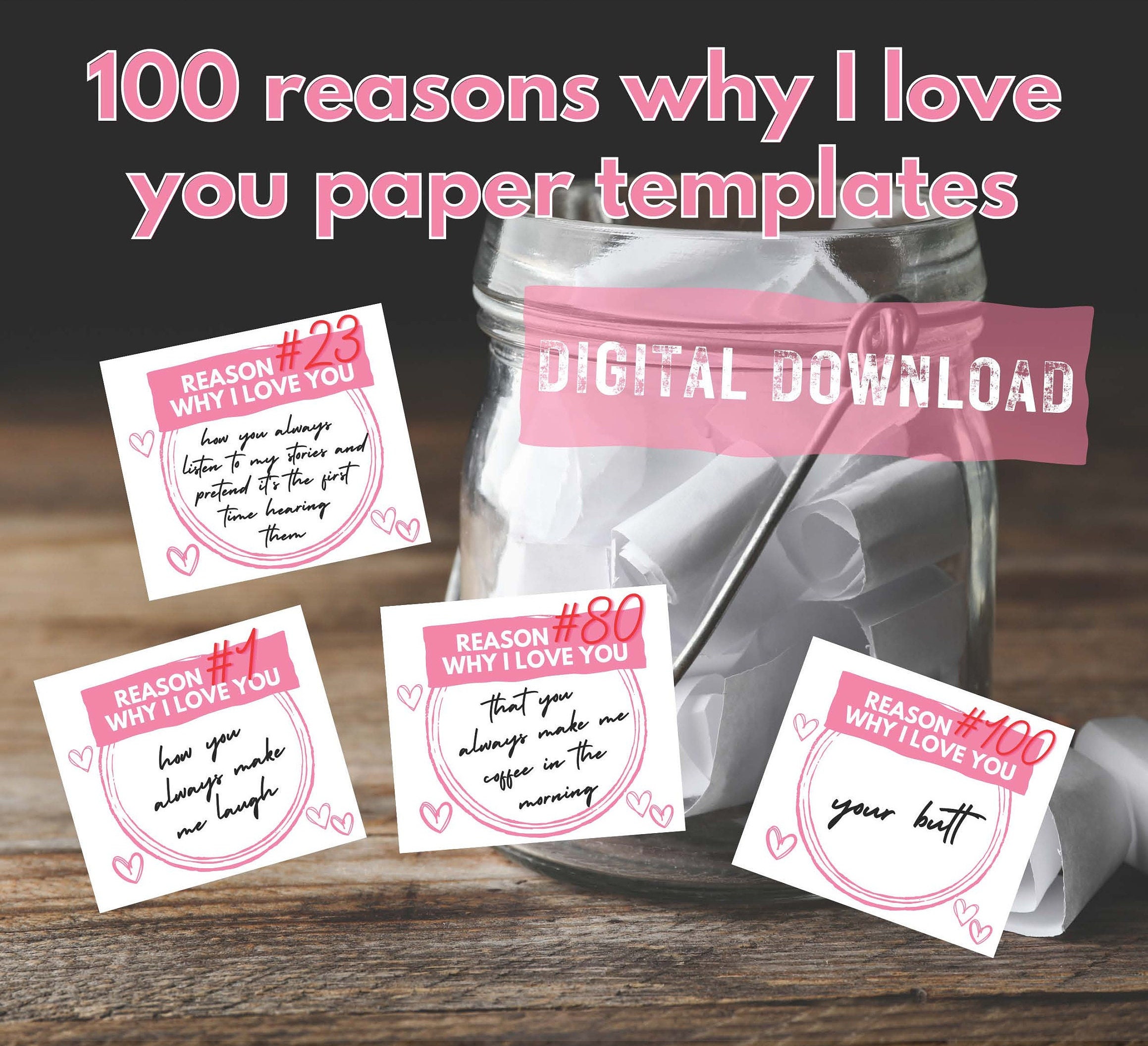 100 Reasons Why I Love You - Paper Cut Out Templates for Valentine's ...