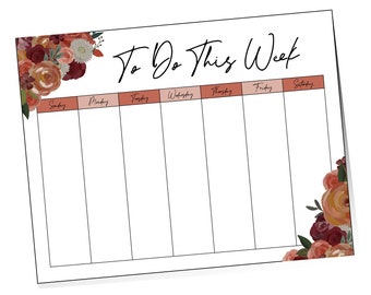 Weekly to Do List | Navy and Blush Floral Weekly to Do List Life ...