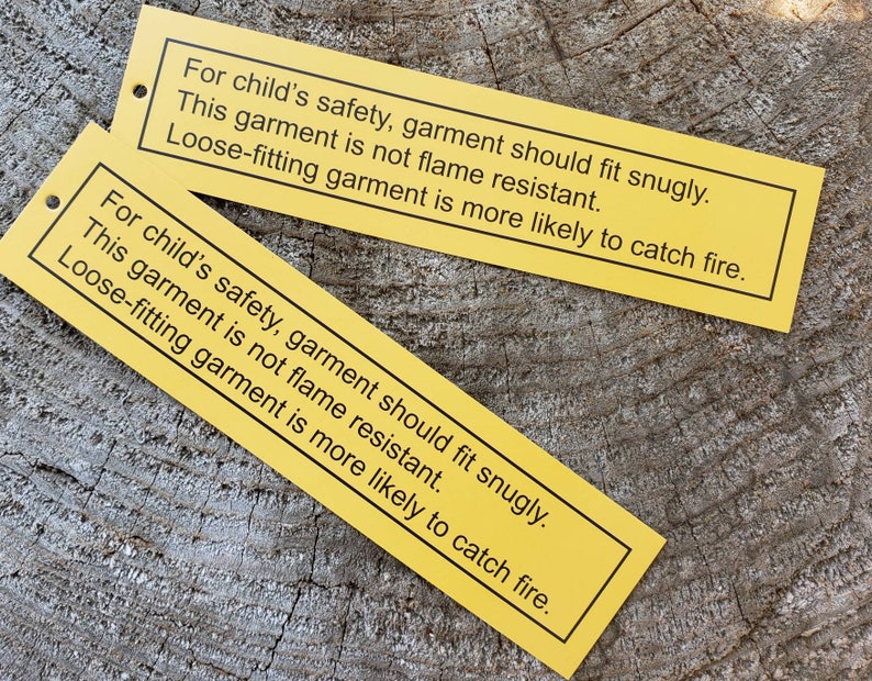 500 Pcs. children's Flammability Hang Tag Law Compliant Yellow Hang Tag ...