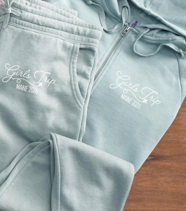 Personalized Girls Trip Matching Zip up Hoodie Sweatsuit Sets Custom ...