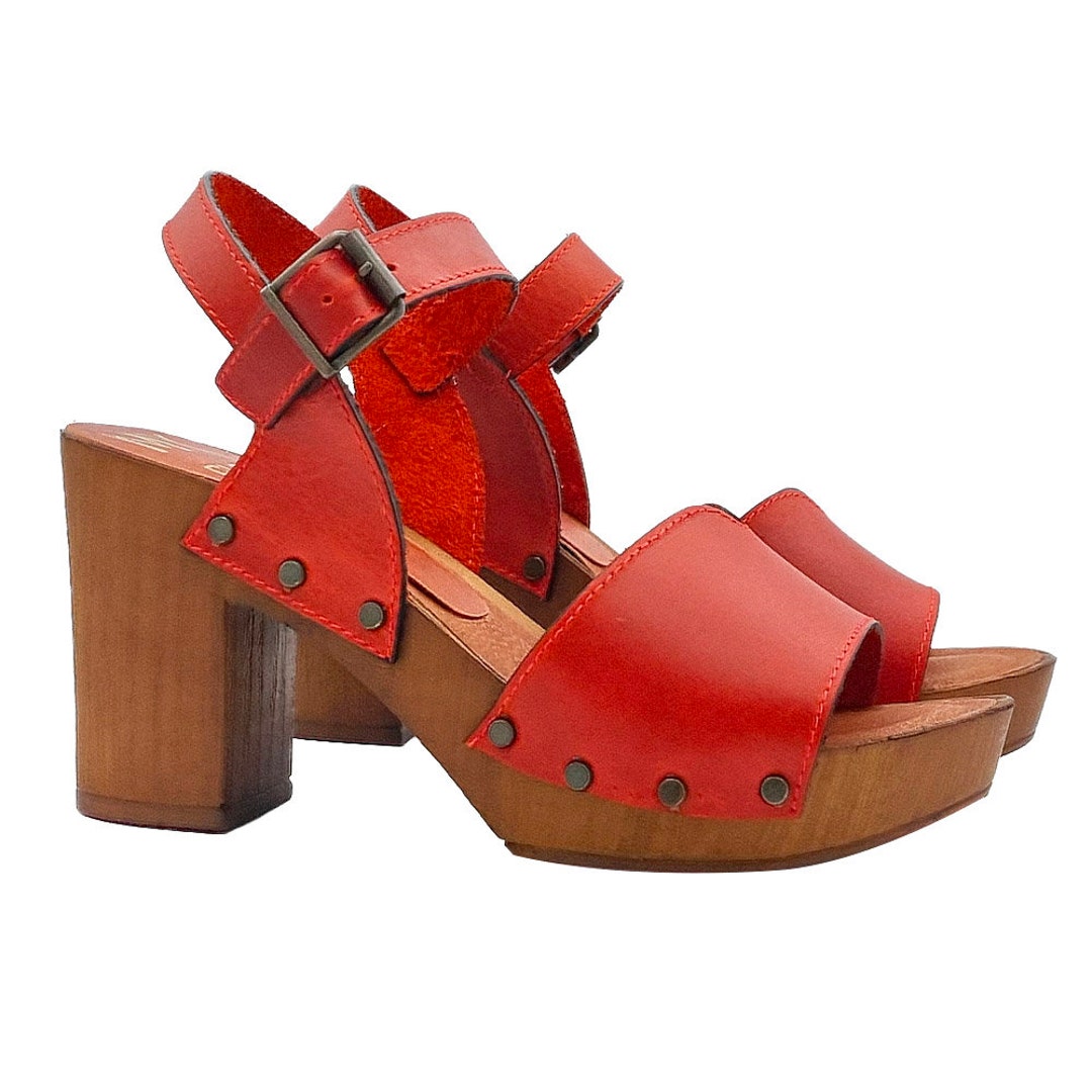 Red Women's Sandals With Strap and 8.5 Heel - Made in Italy - MY215 ...