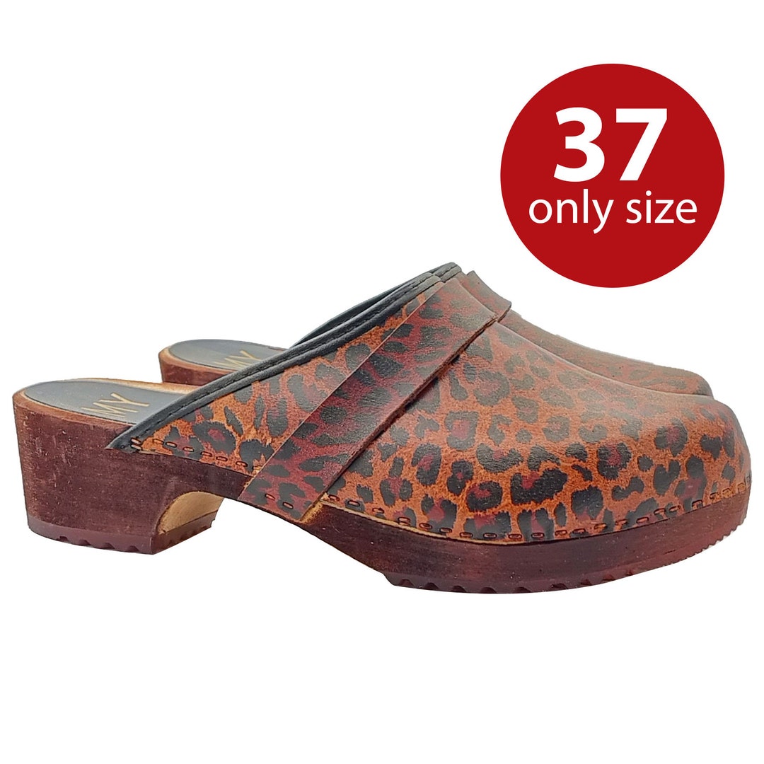 Real Wood Clogs With Animal Print - Last Size 37 - MY64XX37 LEO - Etsy