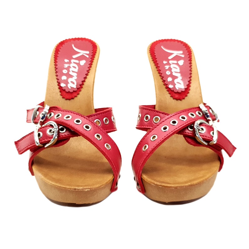 Clogs Red With Adjustable Buckels -K21331 ROSSO - Etsy