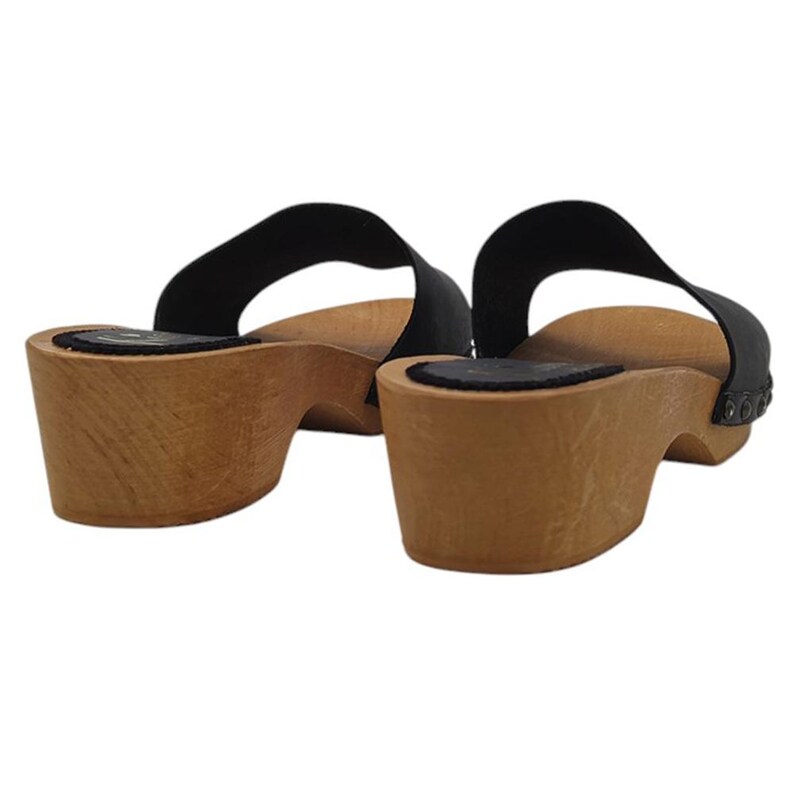 Clogs Heel 4.5 Cm, Real Leather and Wood - Handmade - KL124 NERO - Etsy
