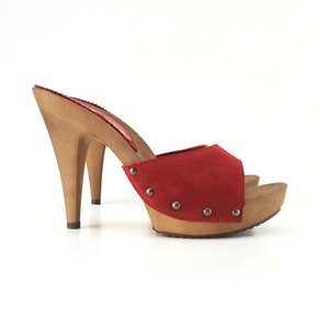 Comfortable Red Suede Clogs - K213001 Cam ROSSO - Etsy