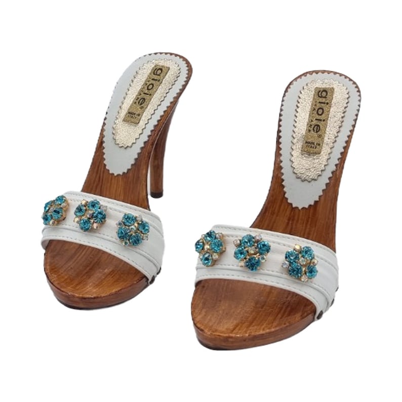 Elegant Clogs With Accessory - Heel 12 - M7167 BIANCO - Etsy