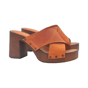 Clogs With Heels 9 | Orange Bands - Made in Italy - MY146 ARANCIO - Etsy