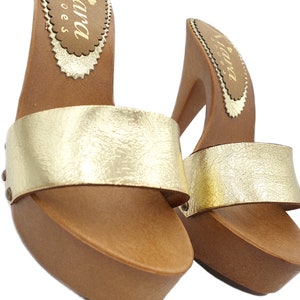 CLOGS for Women With Upper in Antique Gold Leather - K9302 CRAKY ORO - Etsy