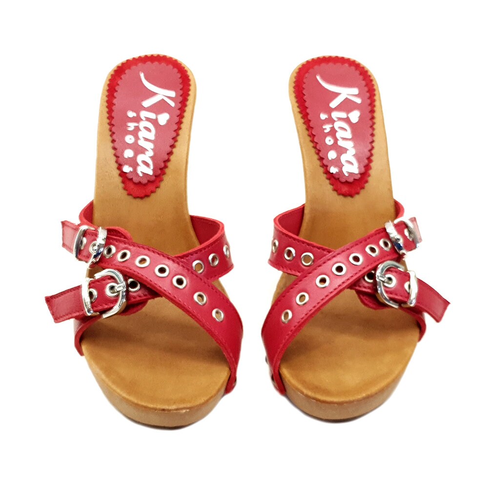 Clogs Red With Adjustable Buckels K21331 ROSSO | Etsy