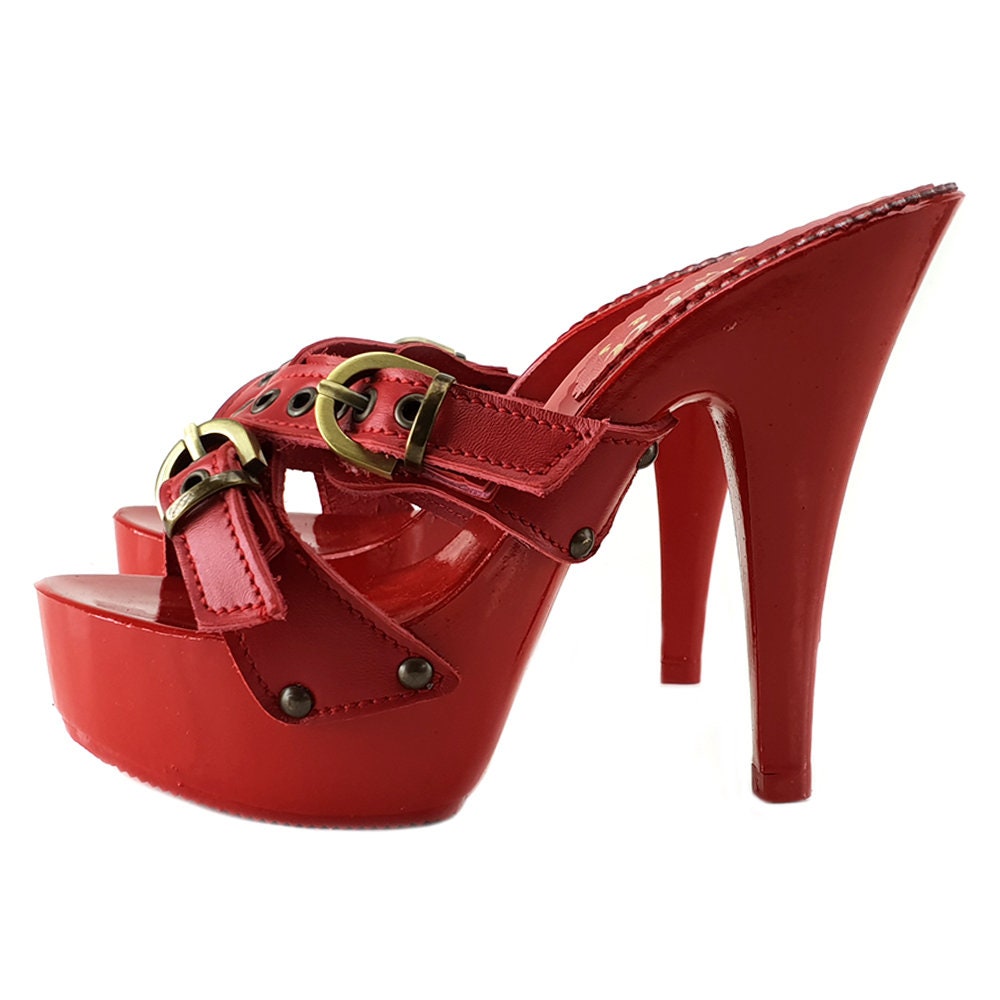 Total Red Shoes in Leather K9630 ROSSO - Etsy