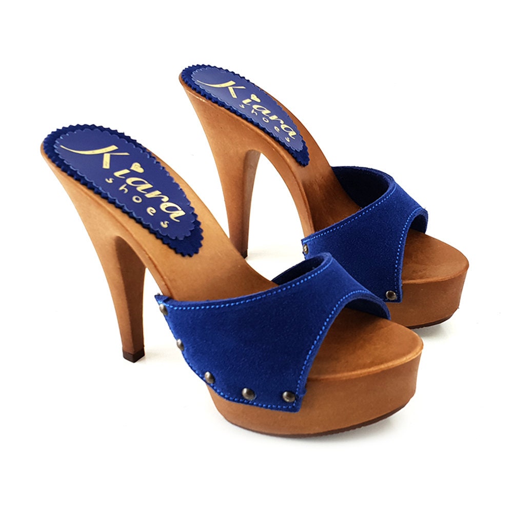 Blue Navy Suede Clogs K93001 CAM NAVY - Etsy