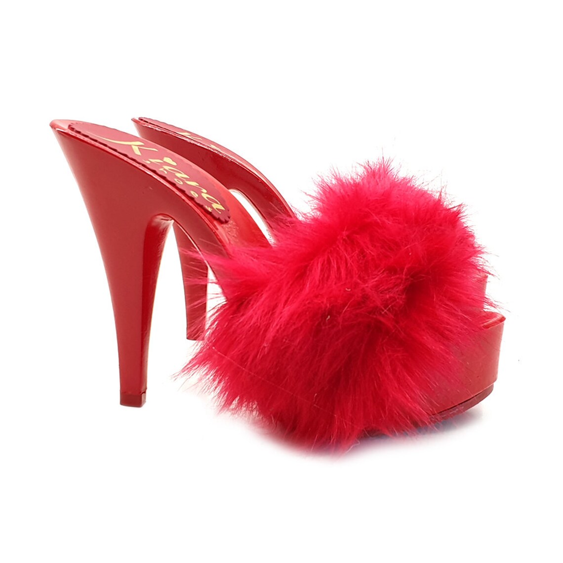 Red Clogs With Fur Heel 13 -K9640 ROSSO - Etsy