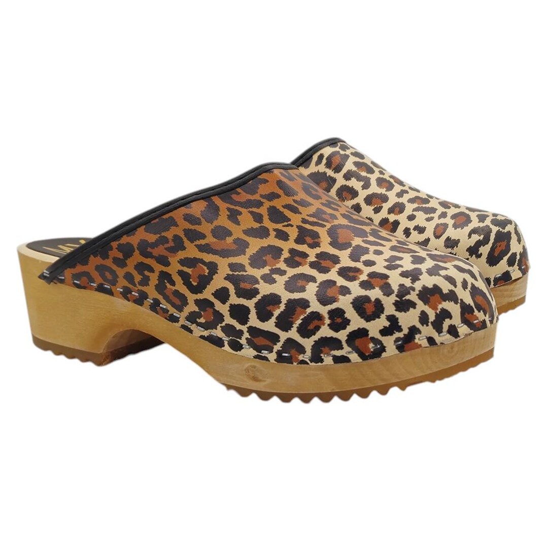 Dutch Wooden Clogs | Upper Decorated in Leather - MY64 LEOP - Etsy