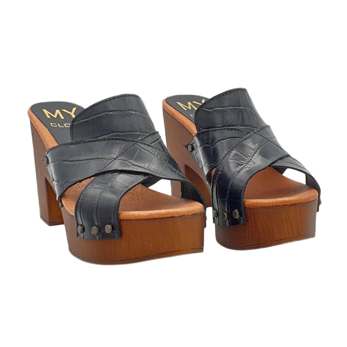 Women's Swedish Clogs in Leather & Cross Bands Handmade | Etsy