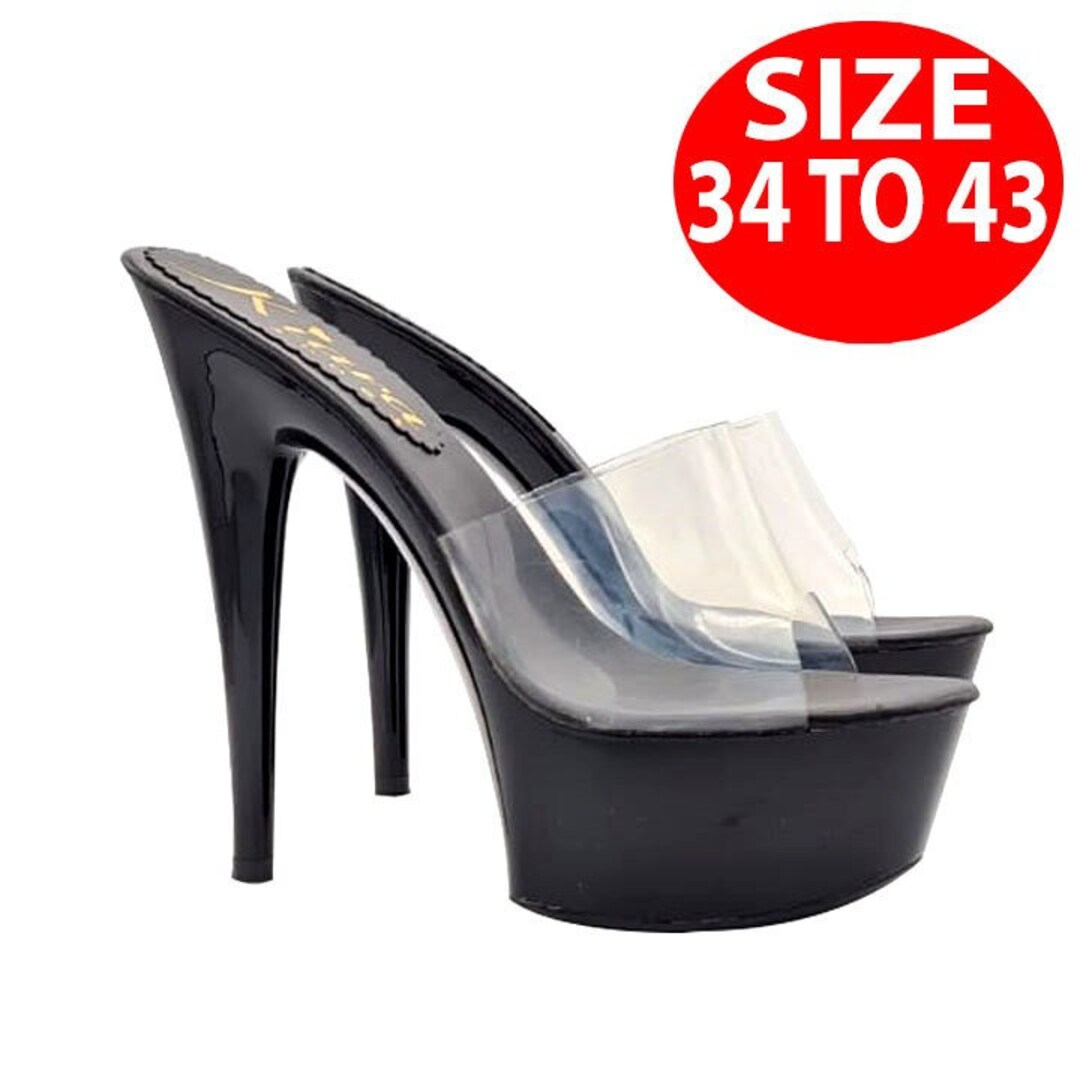 Black Clogs With Transparent Band and 15 Cm Heel - From 34 to 43 ...
