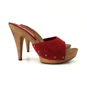 Comfortable Red Suede Clogs - K213001 Cam ROSSO - Etsy