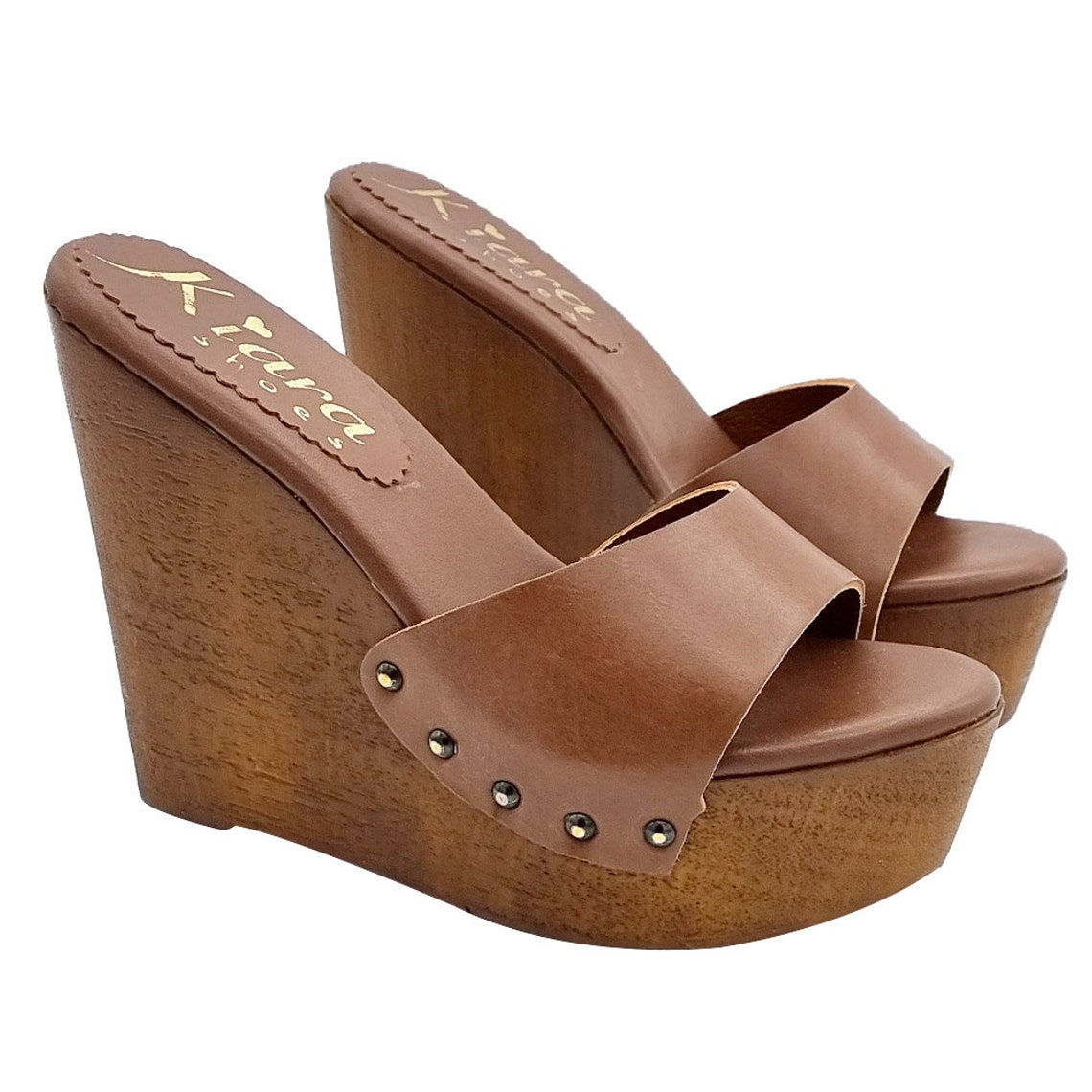 Wedge Sandals in Leather 13 Cm Heel Made in Italy MYZ310 - Etsy