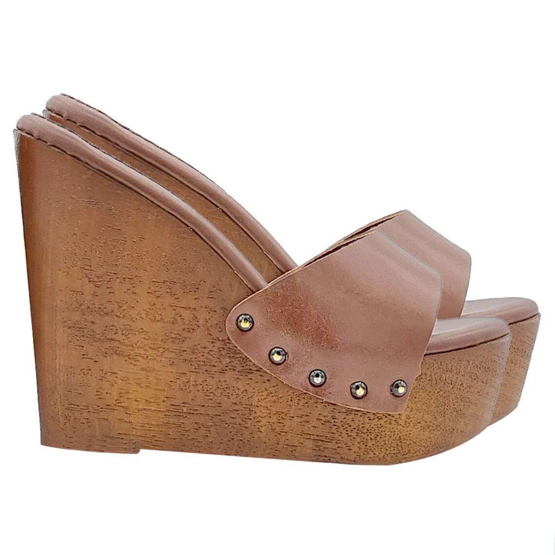 Wedge Sandals in Leather 13 Cm Heel - Made in Italy - MYZ310 CUOIO - Etsy