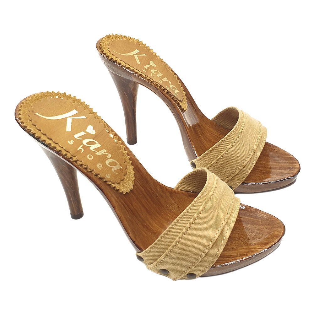 Sexy Clogs Kiara Shoes Heel 12 KM7101 OCRA - Etsy