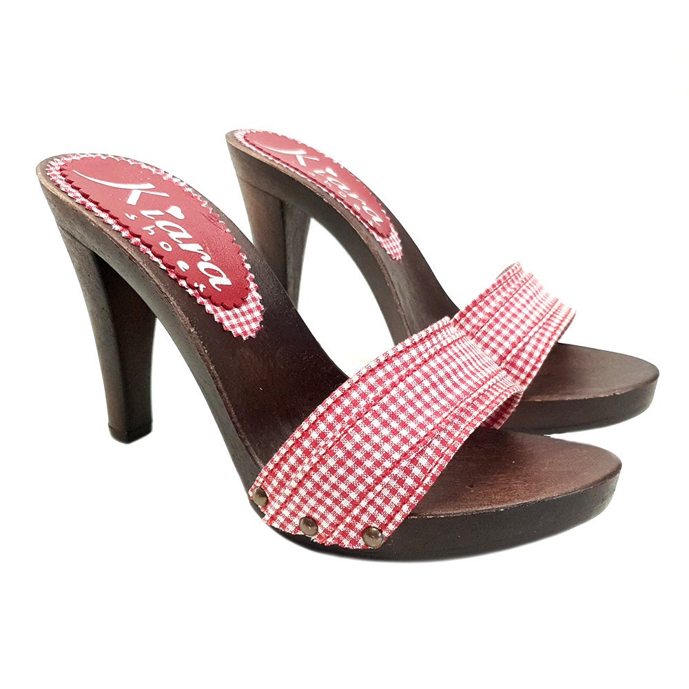 Women's Red Pin-up Clogs Heel 11 K3101 Pinup Rosso - Etsy