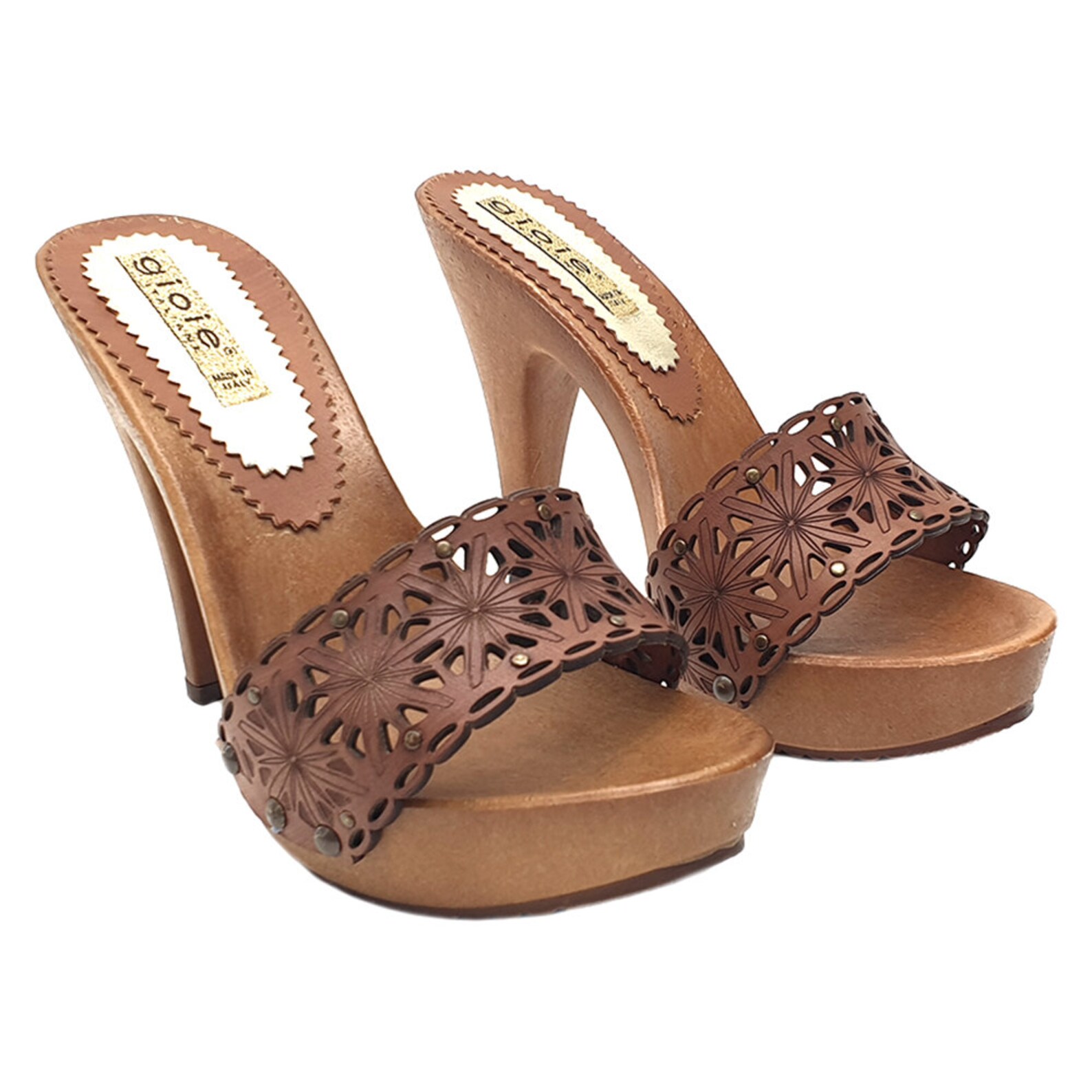 Clogs With Upper in Leather -G21401 CUOIO - Etsy