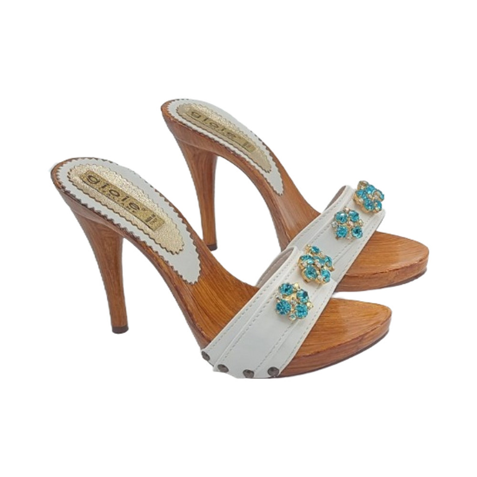 Elegant Clogs With Accessory - Heel 12 - M7167 BIANCO - Etsy