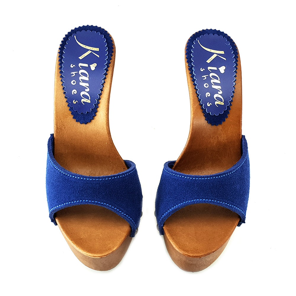 Blue Navy Suede Clogs K93001 CAM NAVY - Etsy
