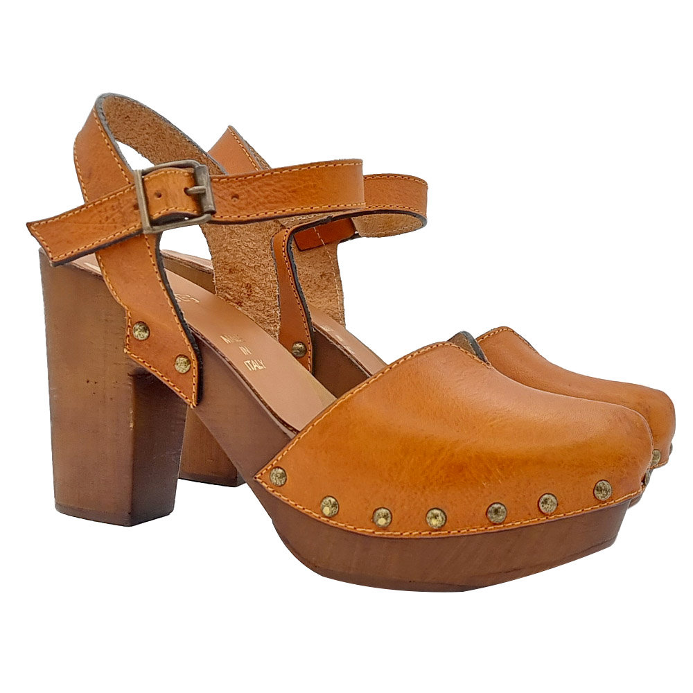 Swedish Sandals Leather-colored With Strap and Heel 9 Made - Etsy