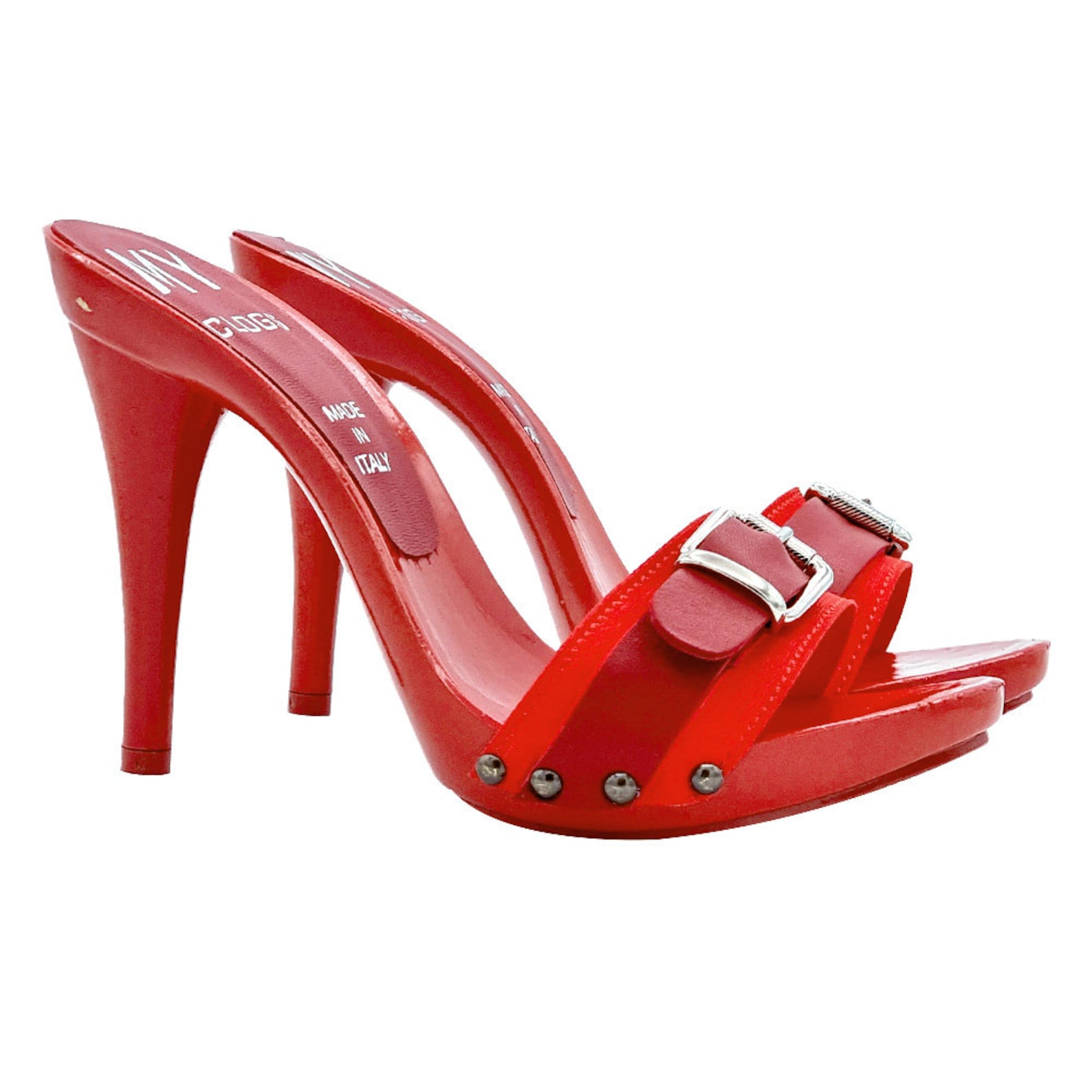 Red Sandals With Buckle and 12 Cm Heel Made in Italy MY7444 ROSSO - Etsy