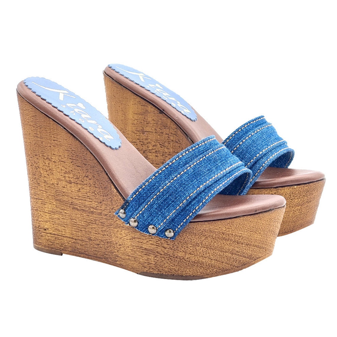 Wedge Sandal Jeans Denim With Comfortable Heel 13 Made in - Etsy