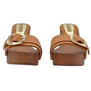 Women's Clogs With Leather Upper and Gold Buckle - G1042 CAME - Etsy