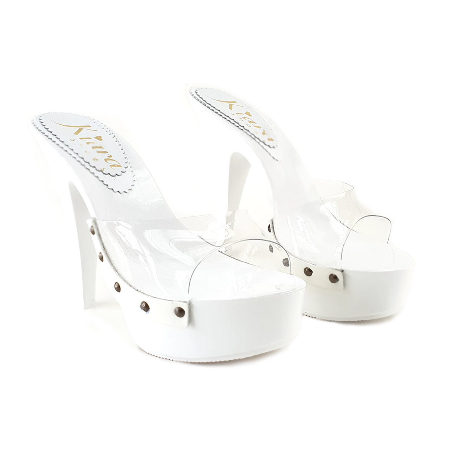 White Clogs With Transparent Upper Heel 13 K94377 BIANCO - Etsy