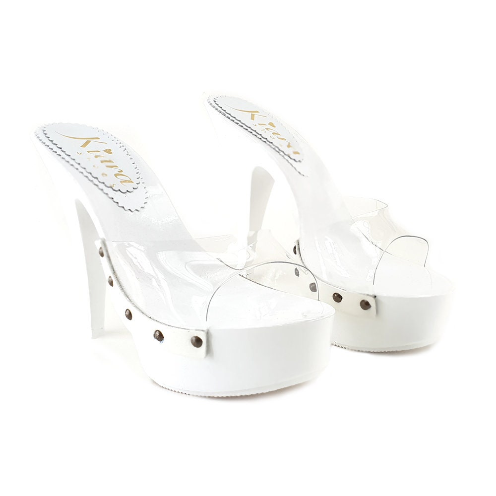 White Clogs With Transparent Upper Heel 13 K94377 BIANCO - Etsy