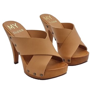 Heel Clogs With Crossed Leather Band Made in Italy -MY32120 - Etsy