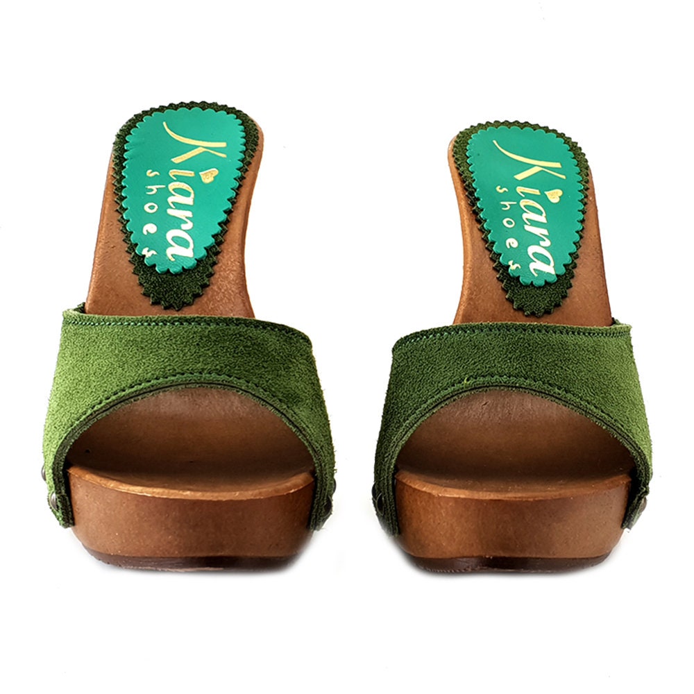 Comfortable Green Suede Clog - K213001 CAM VERDE - Etsy