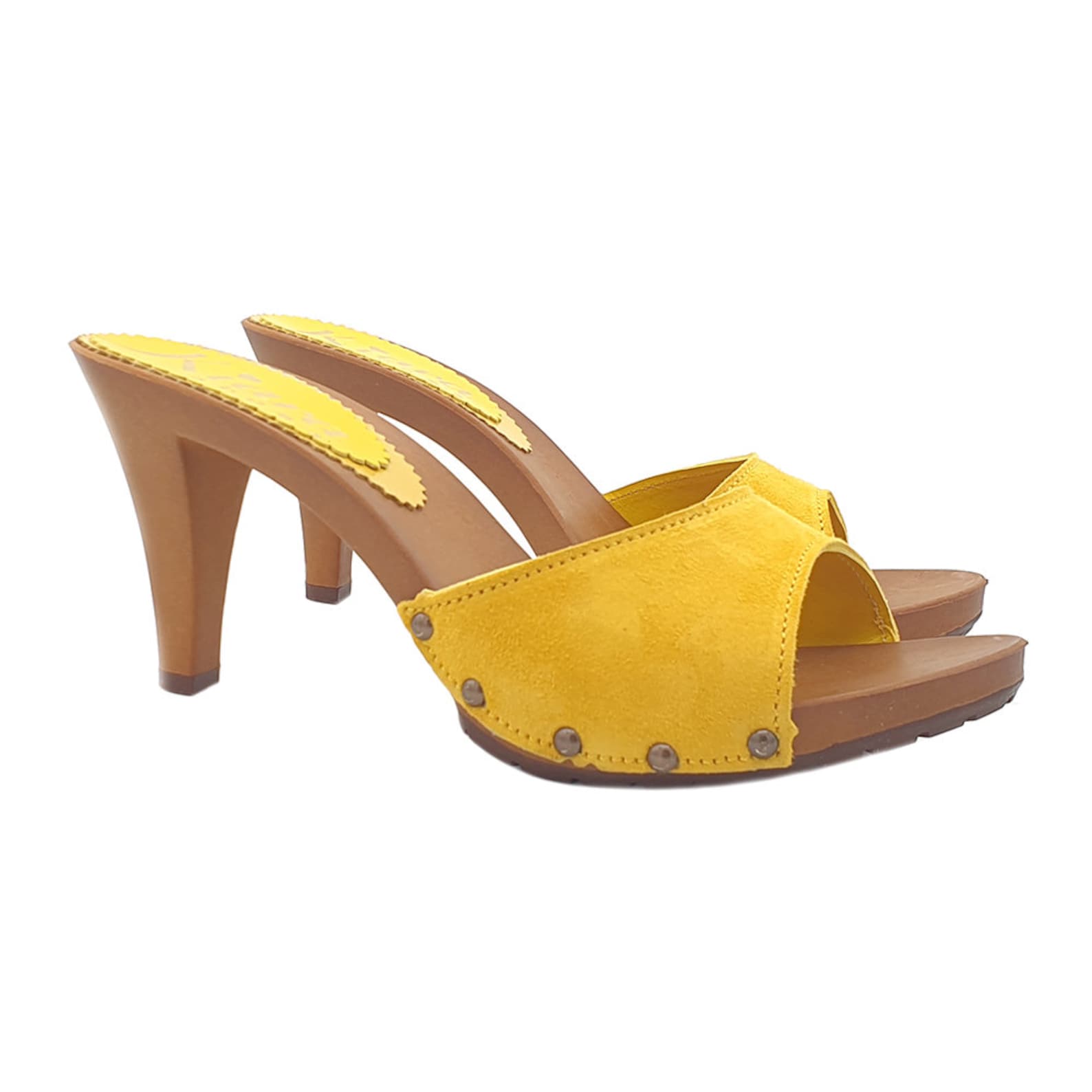 Yellow Coloured Heel Clogs in Suede K639001 CAM GIALLO - Etsy
