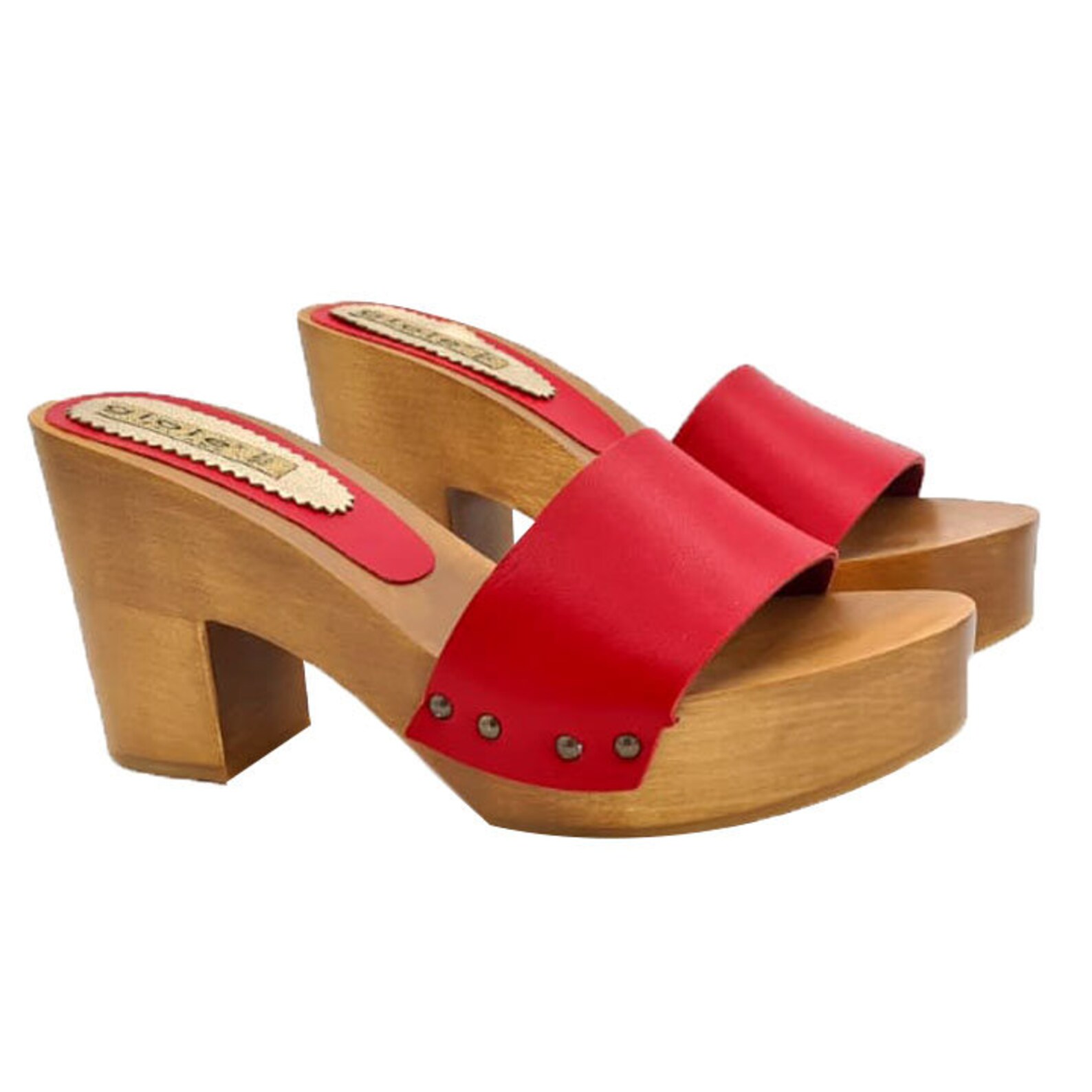 Red Leather Clogs With Comfortable Heel FROM 37 to 46 - Etsy